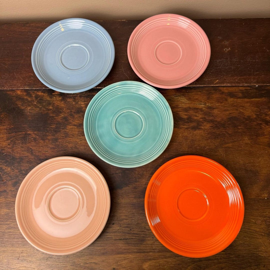 Fiesta Fiestaware Original Vintage & Post 1986 Set of 5 Saucers Red ...