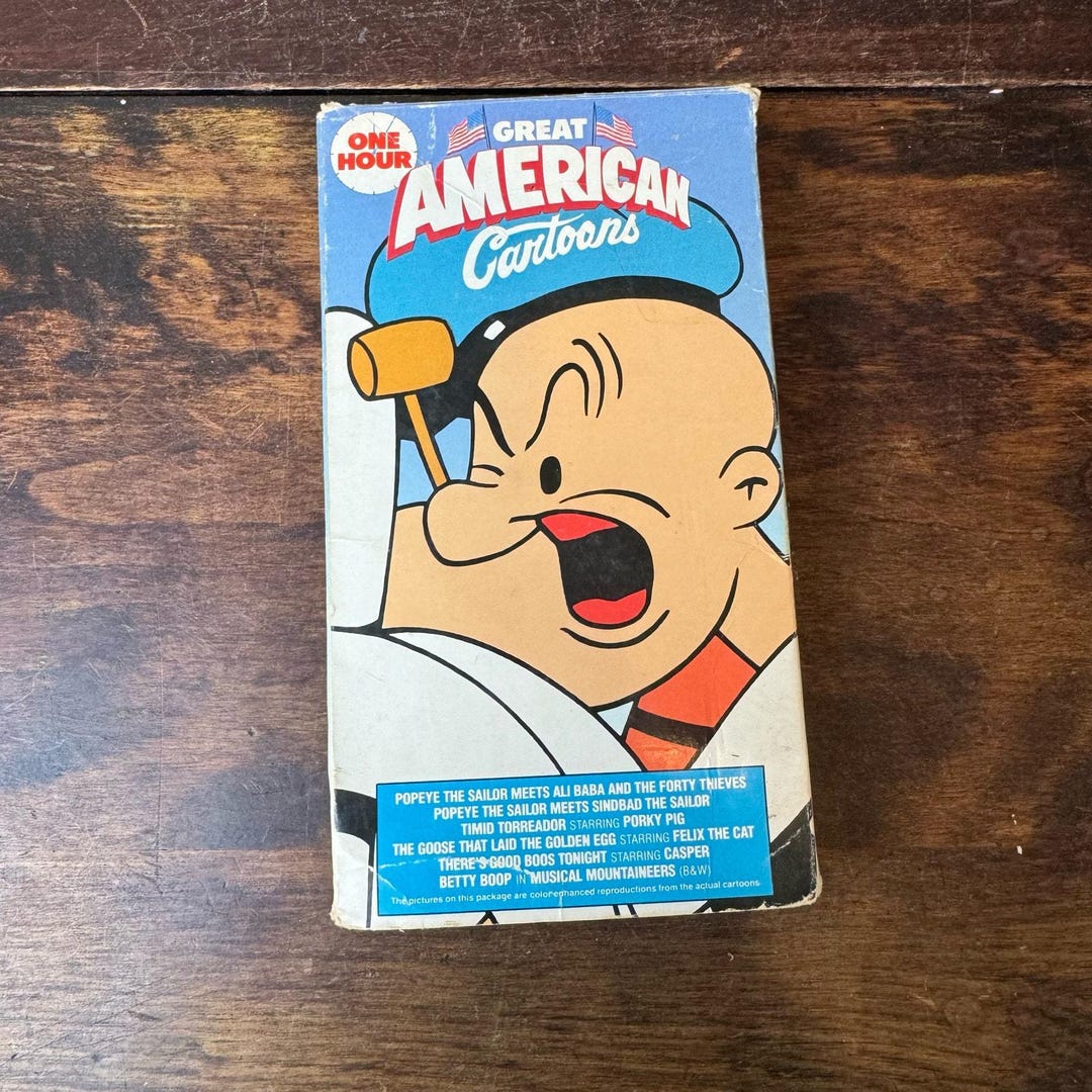 1988 Great American Cartoons Popeye Felix Casper Betty Bop VHS 60 Min ...