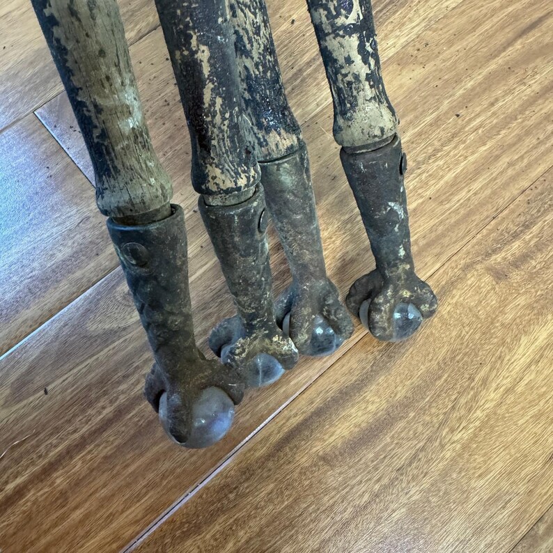 Antique Solid Wood Carved Turned Cast Iron Eagle Claw Glass Table Legs ...