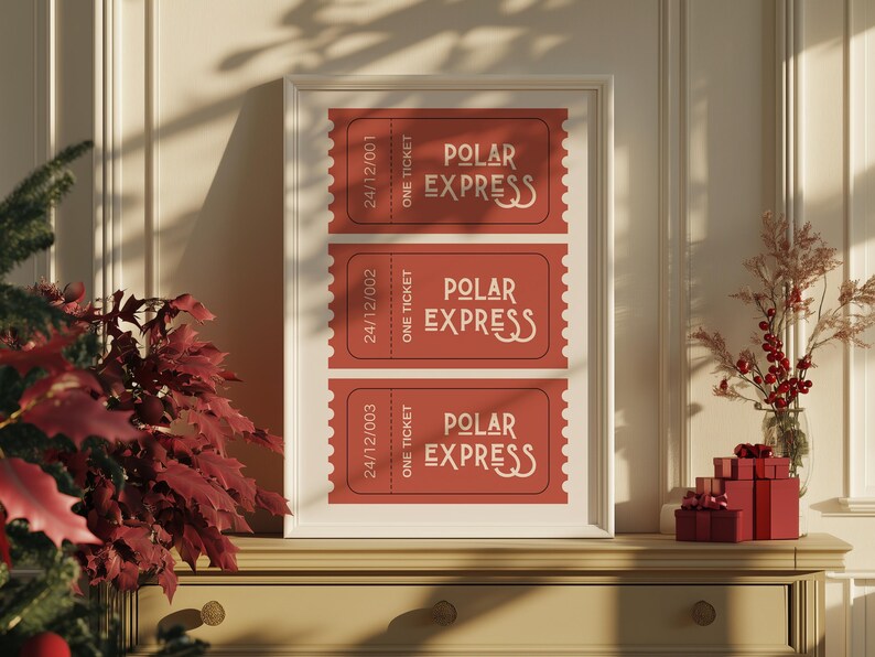 Polar Express Train Ticket Poster, Christmas Decor, Festive Wall Art ...