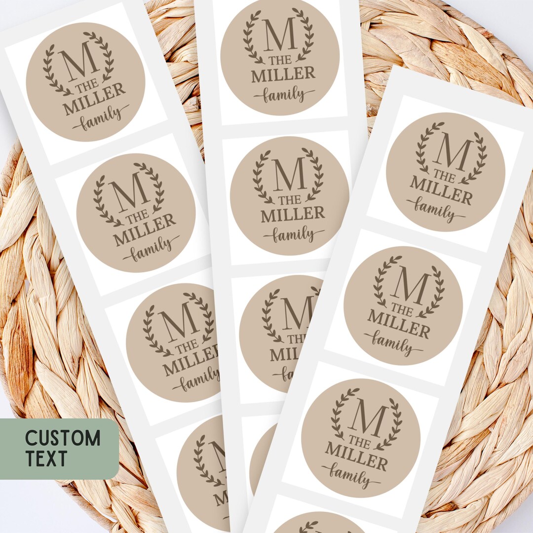 Personalized Vinyl Sticker Gift Monogram Stickers for Envelopes Family ...
