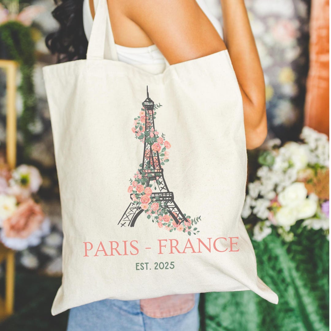 Personalized Pink Paris Totes Wedding Tote Bags Personalized Vacation ...