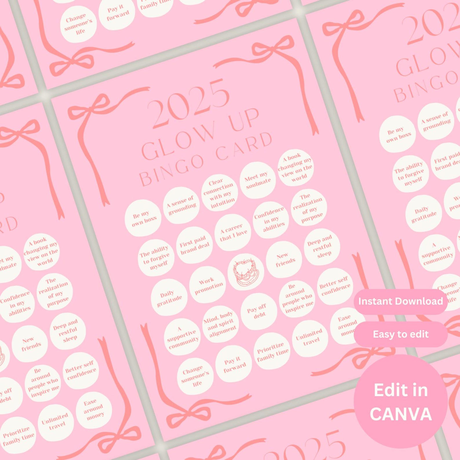 EDITABLE 2025 Glow up Bingo Card, Girls Night Games, 2025 New Year's ...