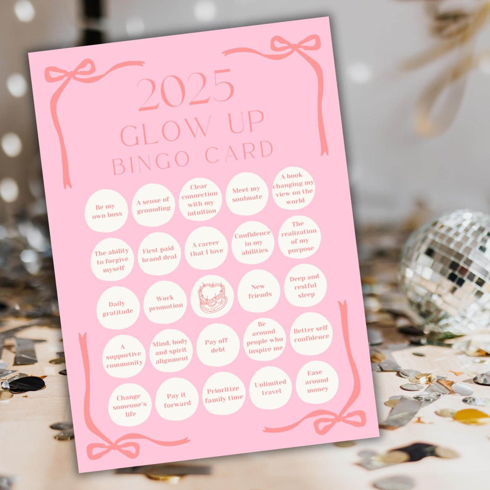 EDITABLE 2025 Glow up Bingo Card, Girls Night Games, 2025 New Year's ...