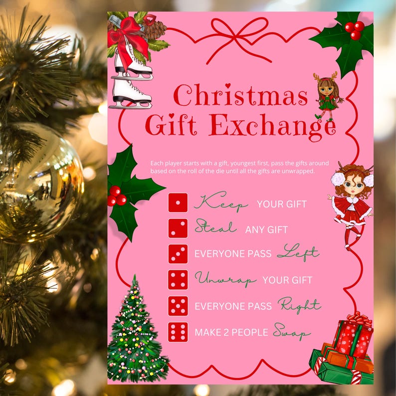 Christmas Gift Exchange Printable Family Game, Holiday Friendsmas Party ...