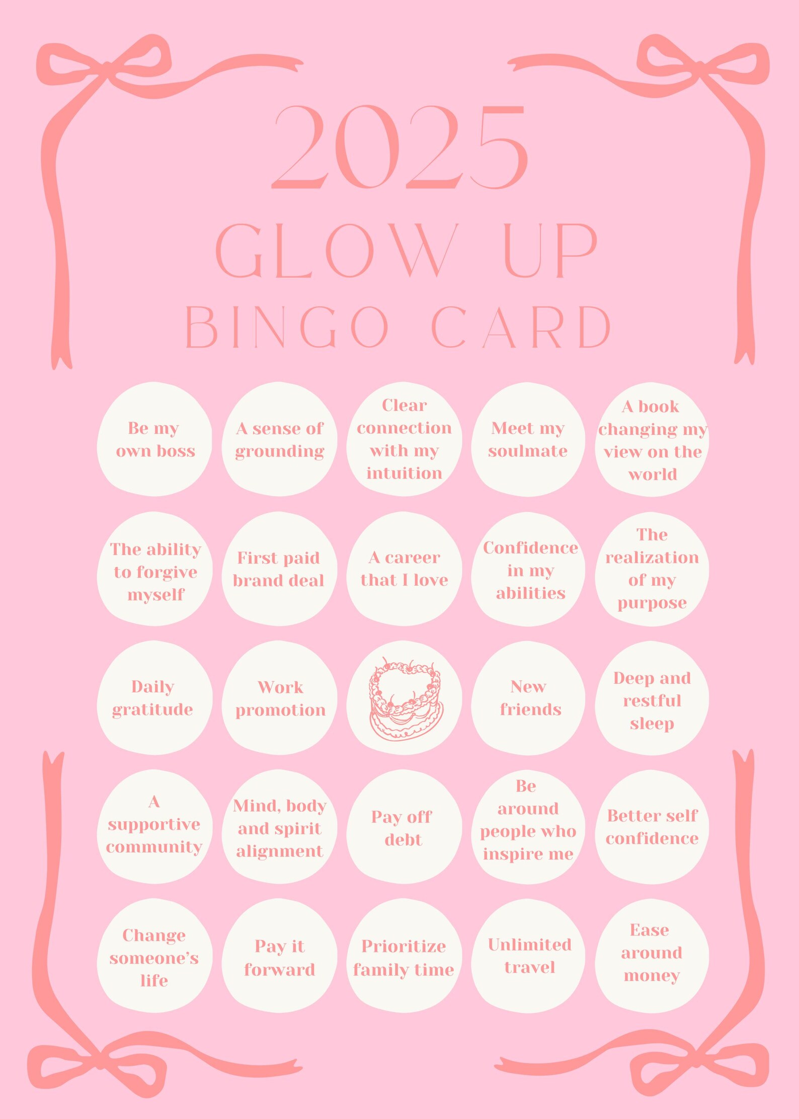 EDITABLE 2025 Glow up Bingo Card, Girls Night Games, 2025 New Year's ...