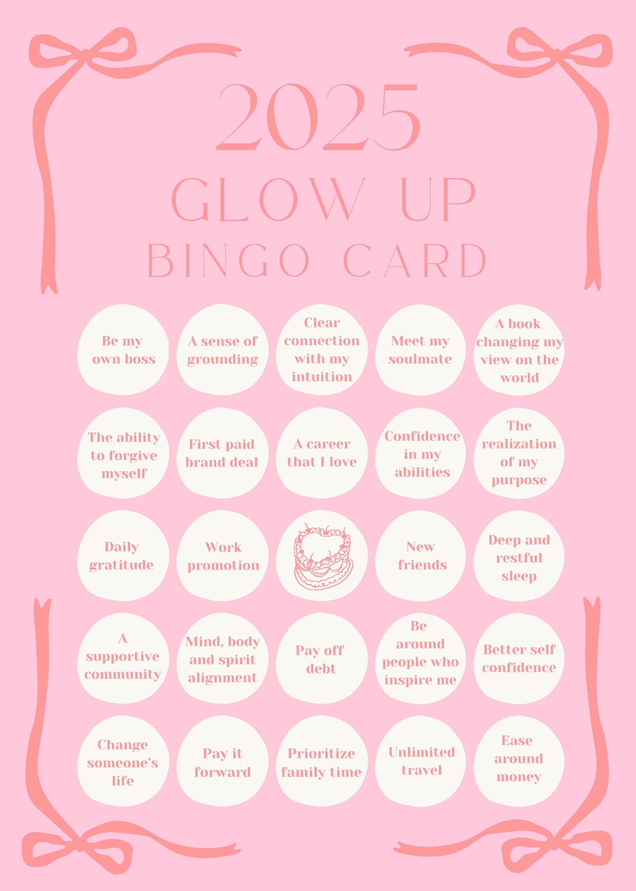 EDITABLE 2025 Glow up Bingo Card, Girls Night Games, 2025 New Year's ...