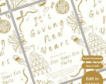 EDITABLE NYE Party Invitation Template, Whimsical New Years Eve ...