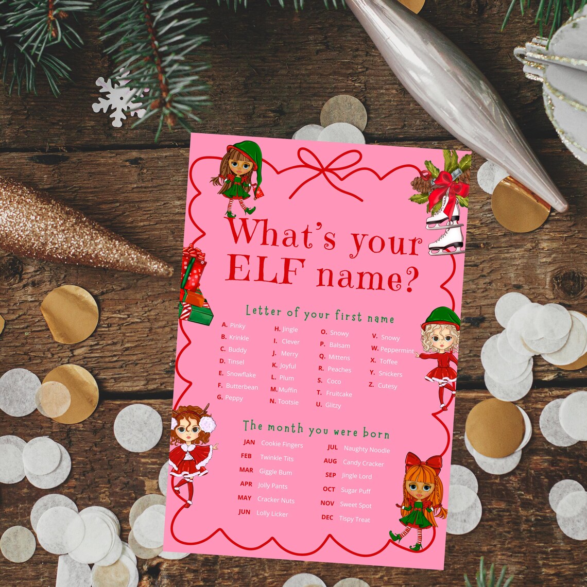 Printable Christmas Game, Holiday Family Party Games, Coquette ...