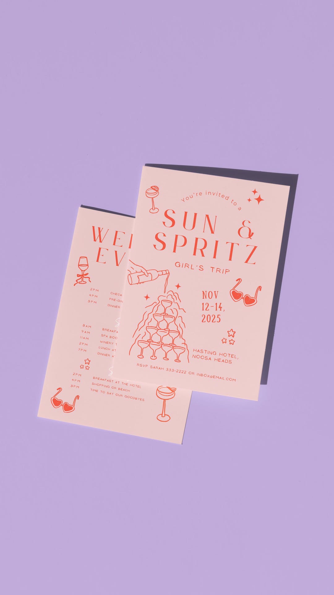 Pink Whimsical Ladies Trip Invitation Itinerary Editable Template ...