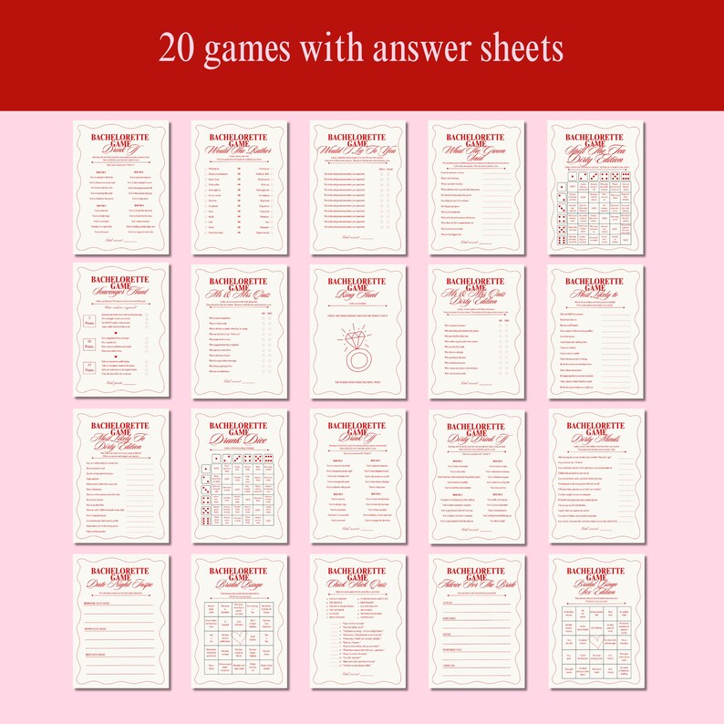 Bachelorette Girls Night Party Game Pack Bundle, Printable Bridal Party ...