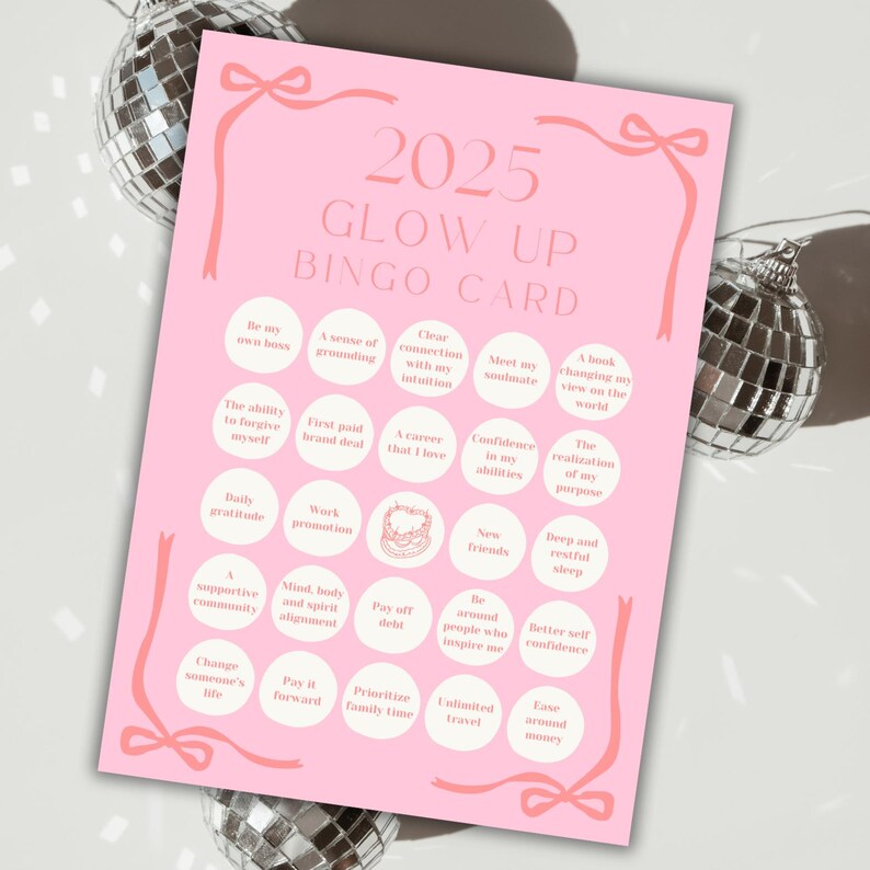 EDITABLE 2025 Glow up Bingo Card, Girls Night Games, 2025 New Year's ...