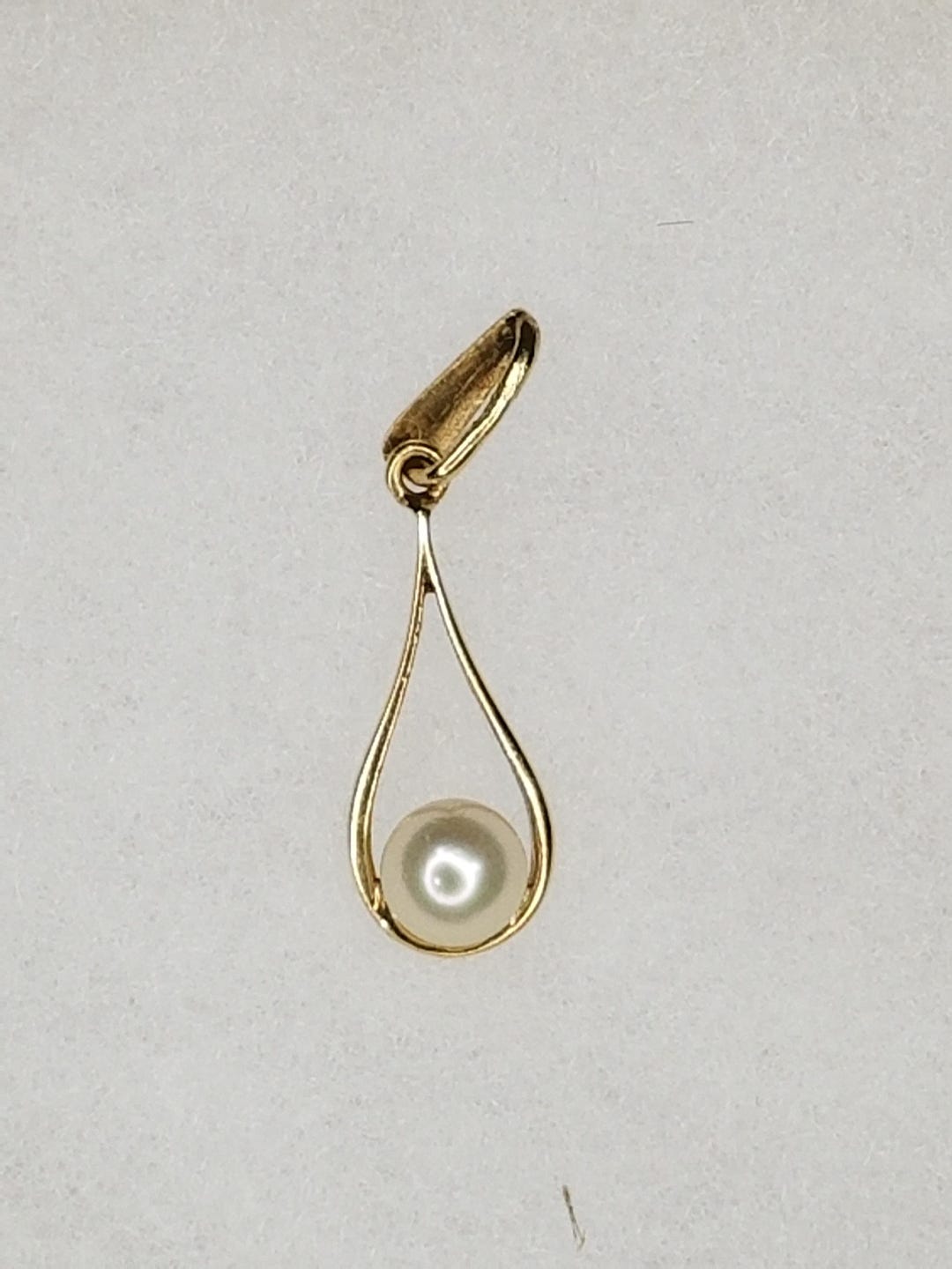 Vintage Estate 14K Gold Freshwater Pearl Pendent - Etsy