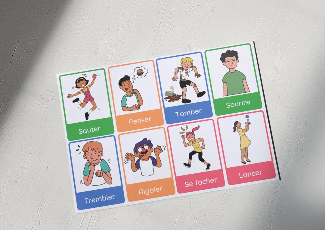 Action Verb Flash Cards - Etsy Canada