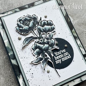 Handmade Sympathy Card – You’ve Been on My Mind – Monochrome Floral ...