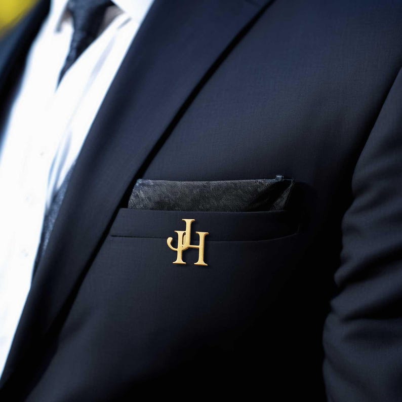 Personalized Initial Brooch: Custom Suit Lapel Pin, Corporate Gift - Etsy