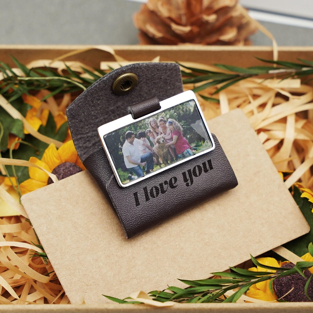 Mini Photo Album Keychain - Personalized Photo Keychain, Leather ...