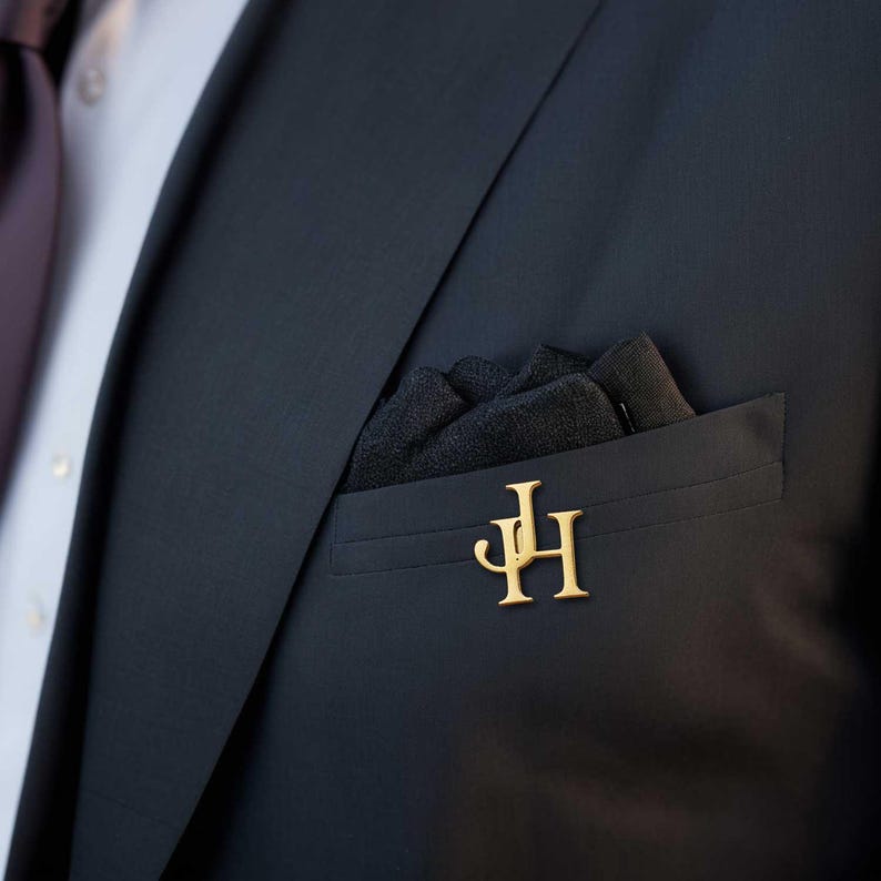 Personalized Initial Brooch: Custom Suit Lapel Pin, Corporate Gift - Etsy