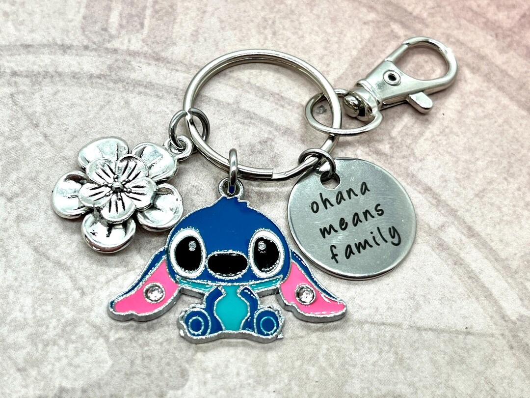 Stitch Charm Keychain-ohana Means Family Keychain-disney Keychain ...