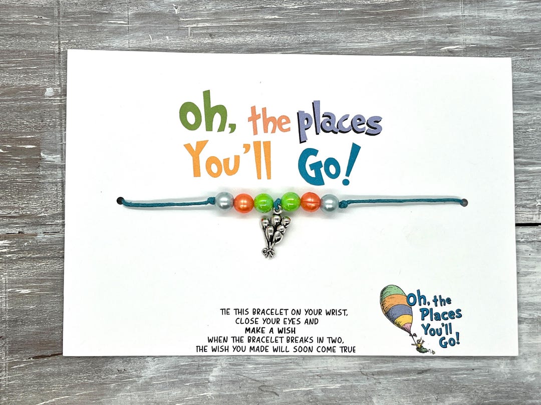 Oh the Places Youll Go Wish Bracelet-baby Shower Favors-graduation Gift ...