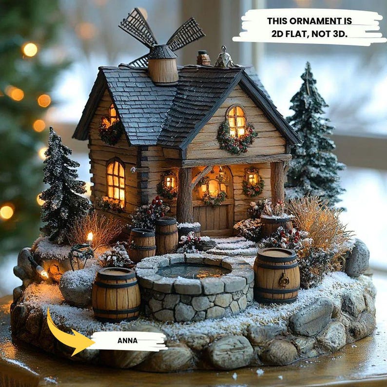 Custom Rustic Winter 2D FLAT Cottage Decor With LED Lights – Miniature ...