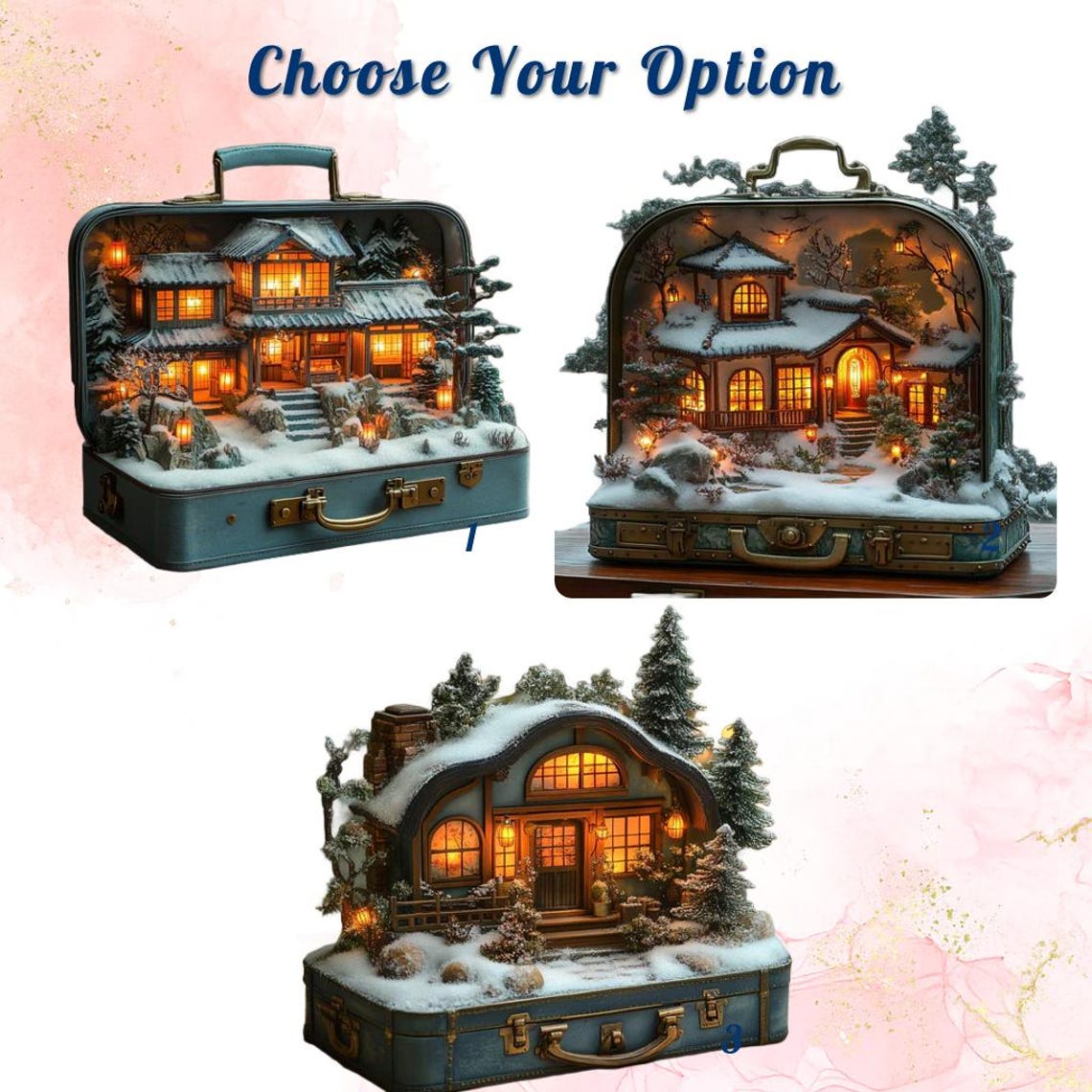 Japanese Snow House Suitcase 2D FLAT Diorama, Lighted Winter Miniature ...