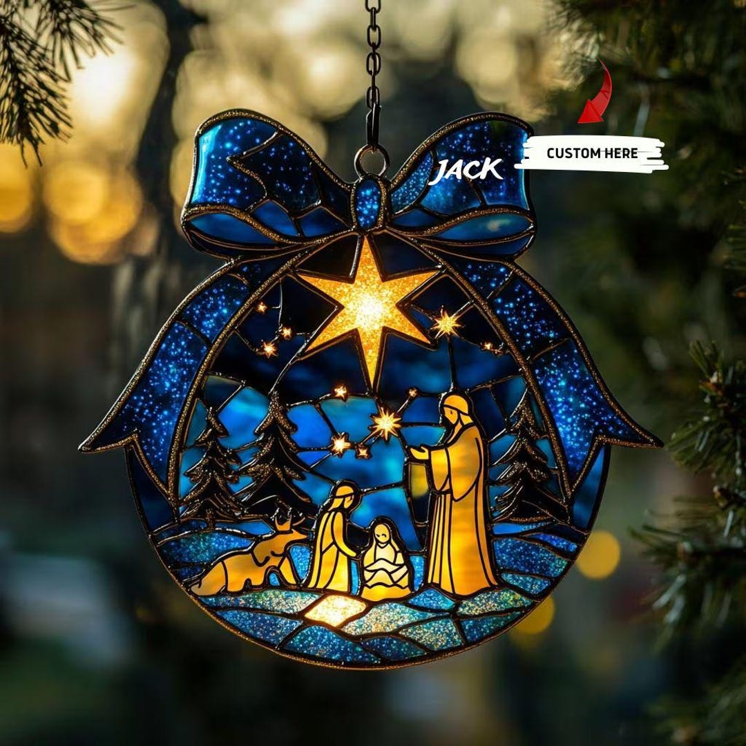 Nativity Scene Acrylic Suncatcher - Faux Stained ACRYLIC Christmas Holy ...