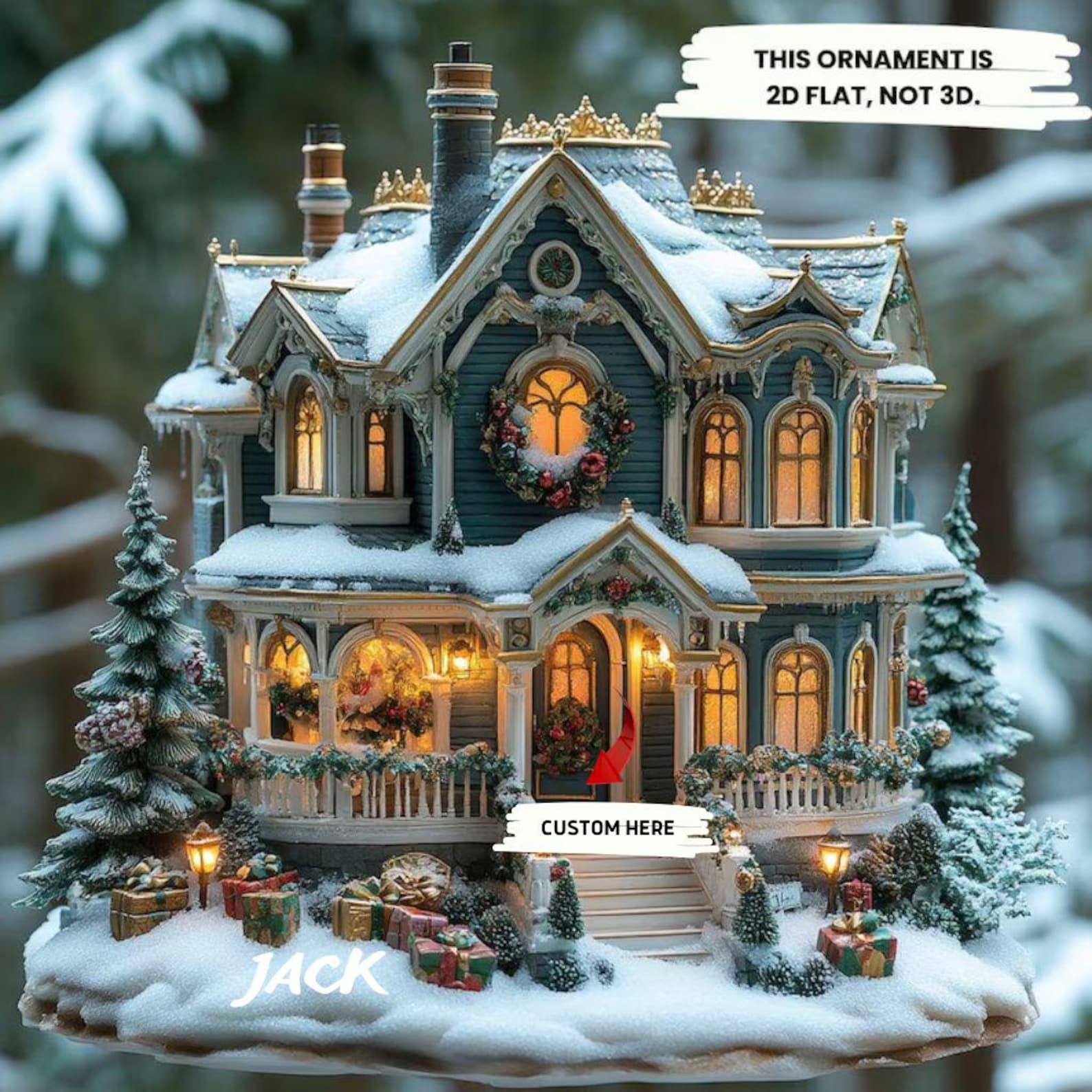 Custom Victorian 2D FLAT Christmas Village House, Lighted Holiday ...
