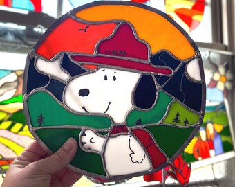 Stained Glass Snoopy Suncatcher - Etsy