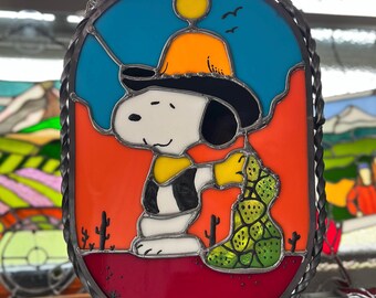 Stained Glass Snoopy Suncatcher - Etsy