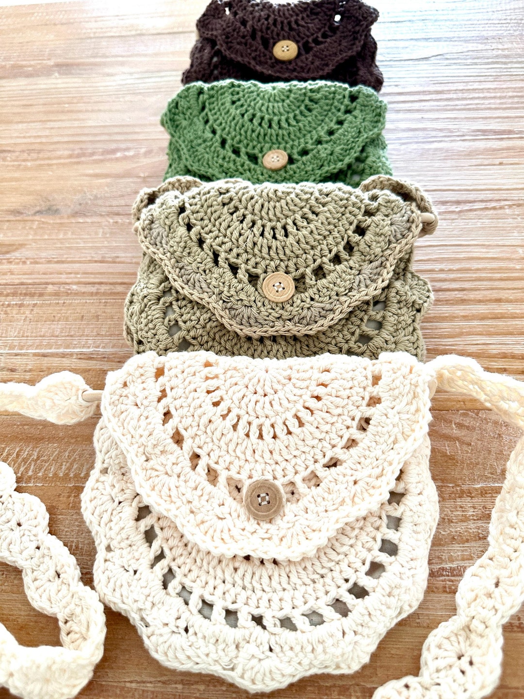 Handmade Crochet Crossbody Bag: Boho Circle Bag With Wooden Button - Etsy