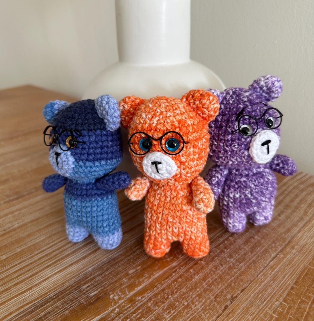 Mini Crochet Bear With Glasses – Handmade Amigurumi Plush Toy – Pocket ...