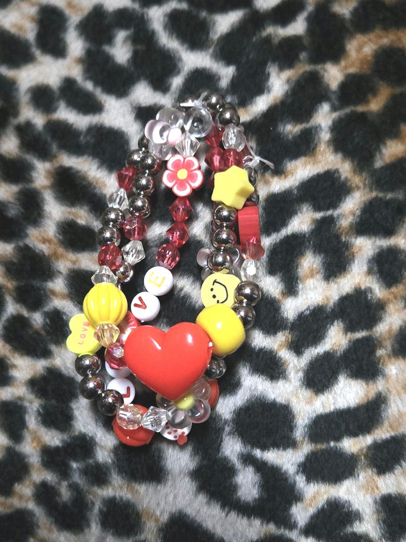 Y2K Kandi Bracelet Set – Rave Girl “LOVE” Stack, Kawaii Candy Beads - Etsy
