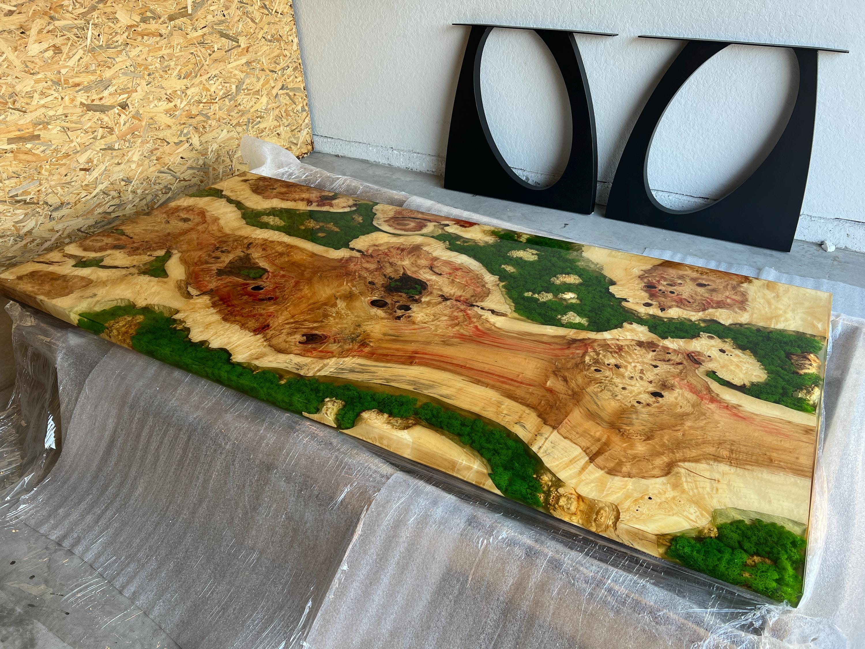 Dining Table "forest" Made of Maple Slab and Epoxy Resin - Etsy