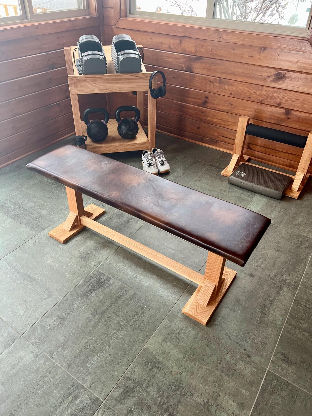 Handcrafted Oak Weight Room Bench - USA Made, Durable & Stylish Home ...