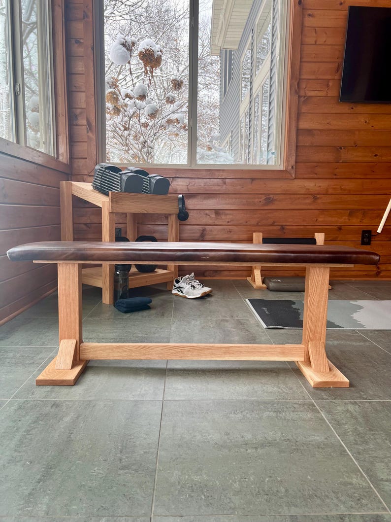 Handcrafted Oak Weight Room Bench - USA Made, Durable & Stylish Home ...