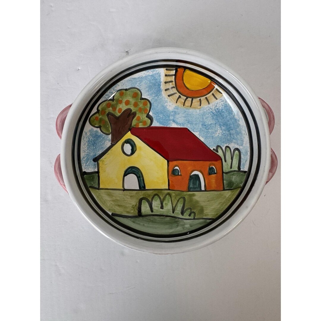 Nino Parrucca Pottery Made in Italy House and Sun Plate Signed Vintage ...