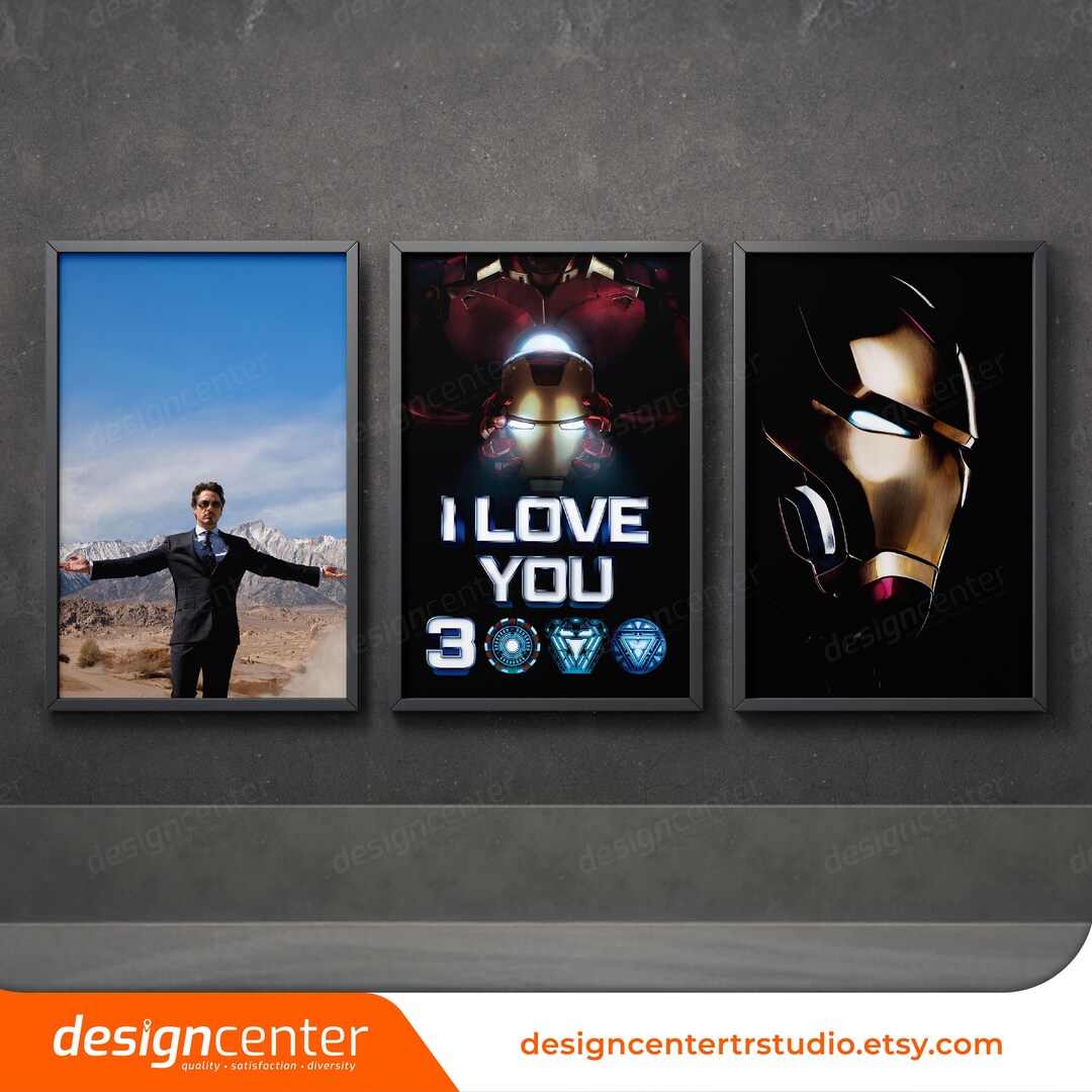 Iron Man 'I Love You 3000' Triptych Digital Poster Set | Marvel Art Print | Instant Digital ...