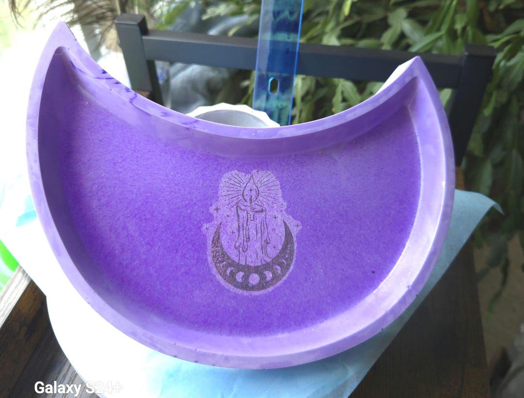 Purple Moon Altar Tray: Gothic Eco Resin Candle Dish - Etsy
