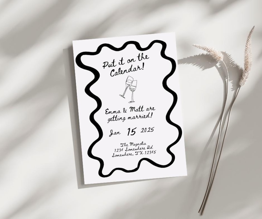 Whimsical Save the Date Invitation Template, Hand-drawn Scribble ...