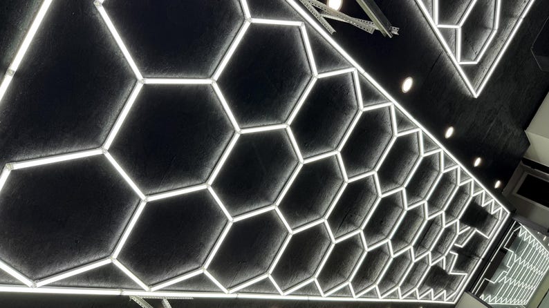 Hexagon LED Garage Lighting - Honeycomb Lights - 14 Grid Hexagons W ...
