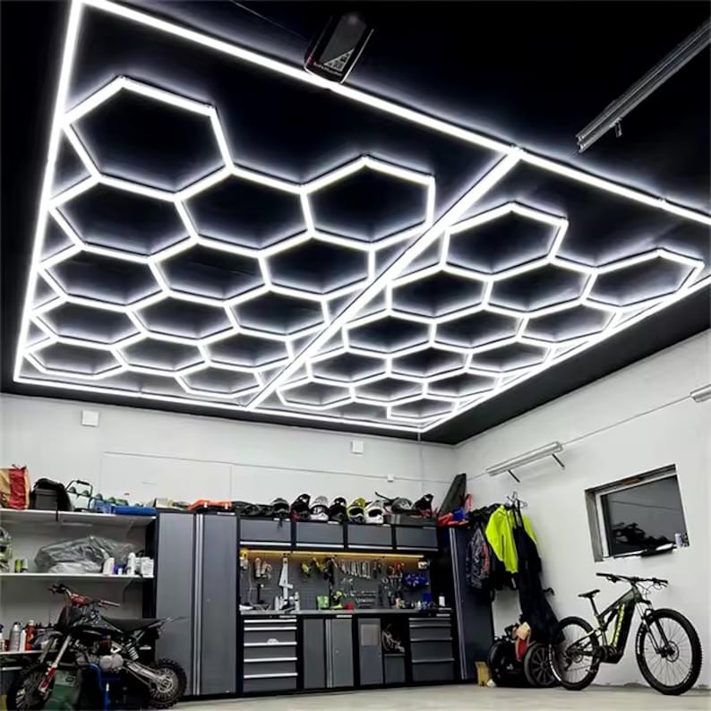 Hexagon LED Garage Lighting - Honeycomb Lights - 14 Grid Hexagons W ...