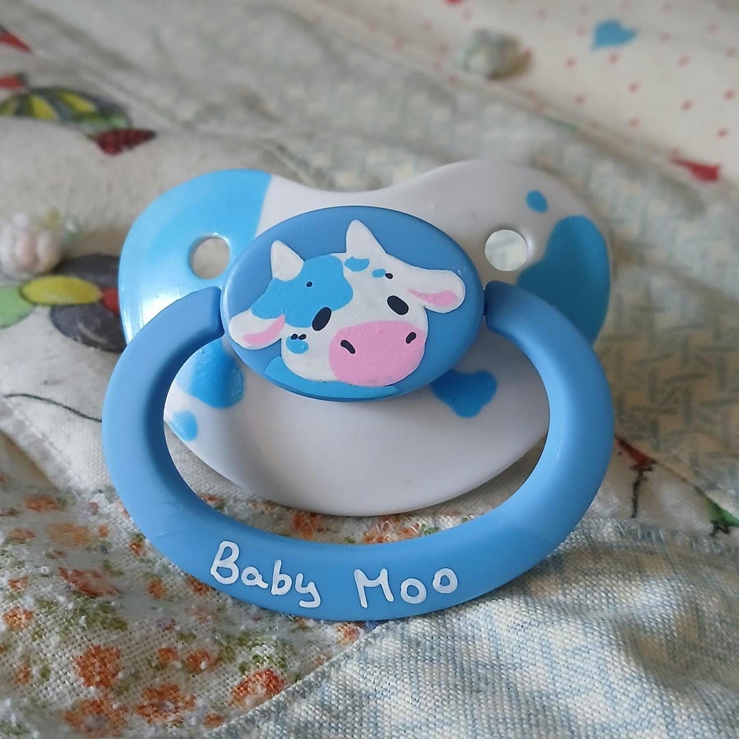 Hand Painted Adult Pacifier - Baby Moo - ABDL Pacifier for Little Space ...