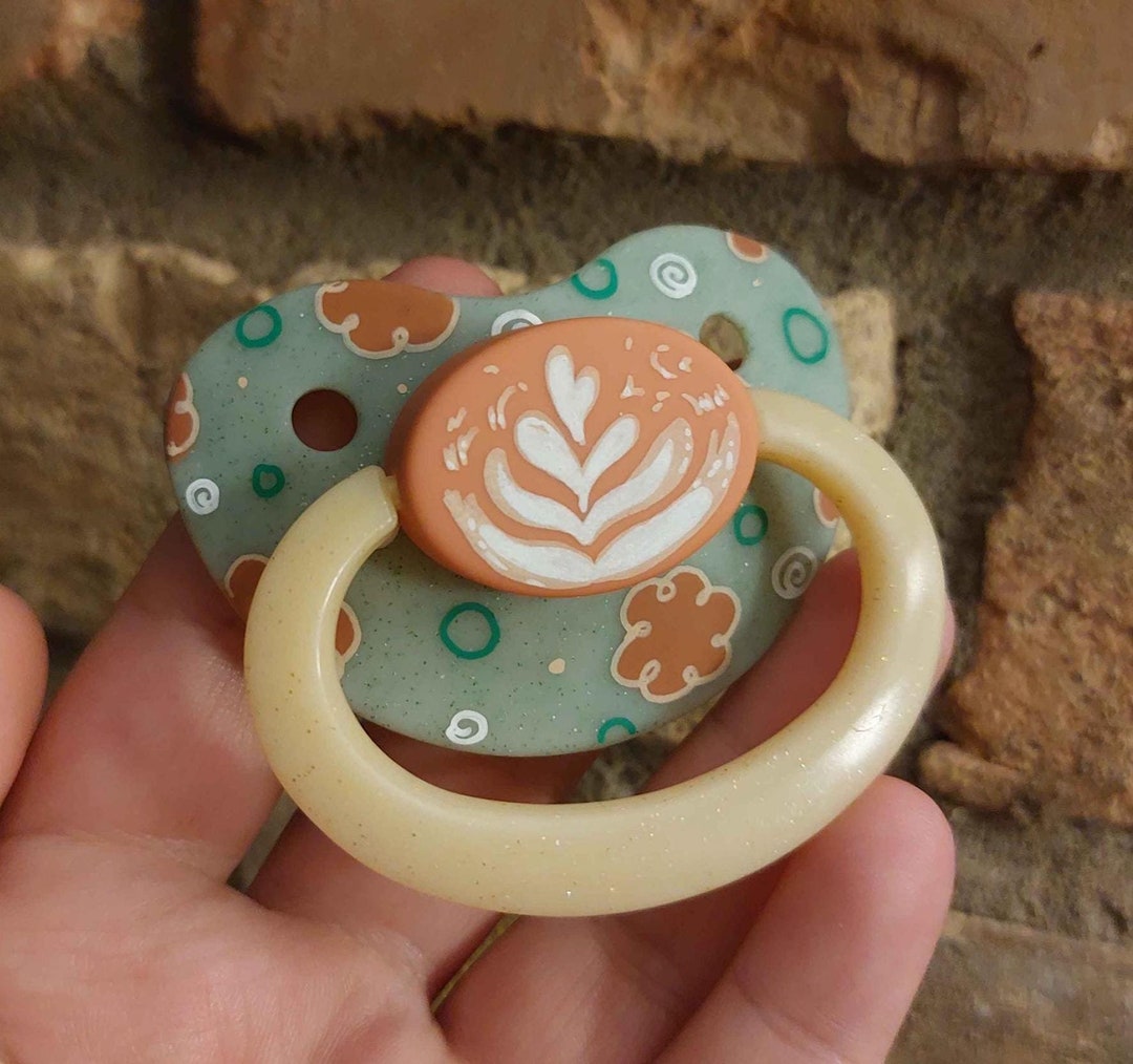 Hand Painted Adult Pacifier Latte ABDL Pacifier for Little Space and ...