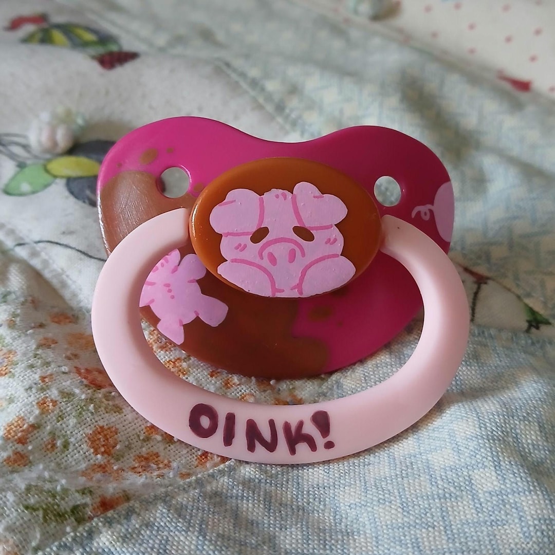 Hand Painted Adult Pacifier - Piggy - ABDL Pacifier for Little Space ...