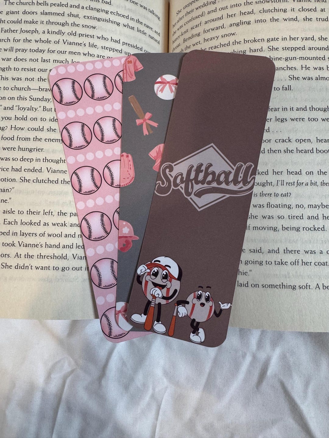 Softball Bookmarks: Softball, Girl Bookmarks, Pink - Etsy