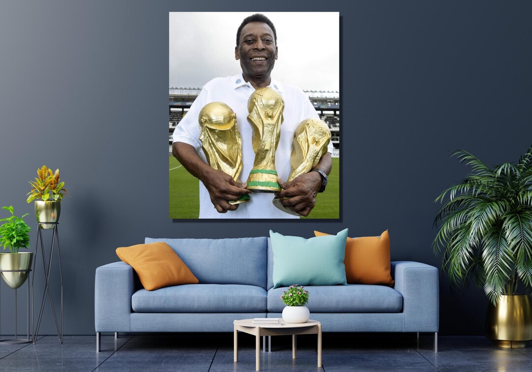 Pele Canvas Wall Art, Football Legend Pele Print on Canvas Poster ...