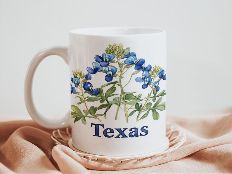 Texas State Flower Bluebonnet Watercolor Design Rustic Dried Pressed ...