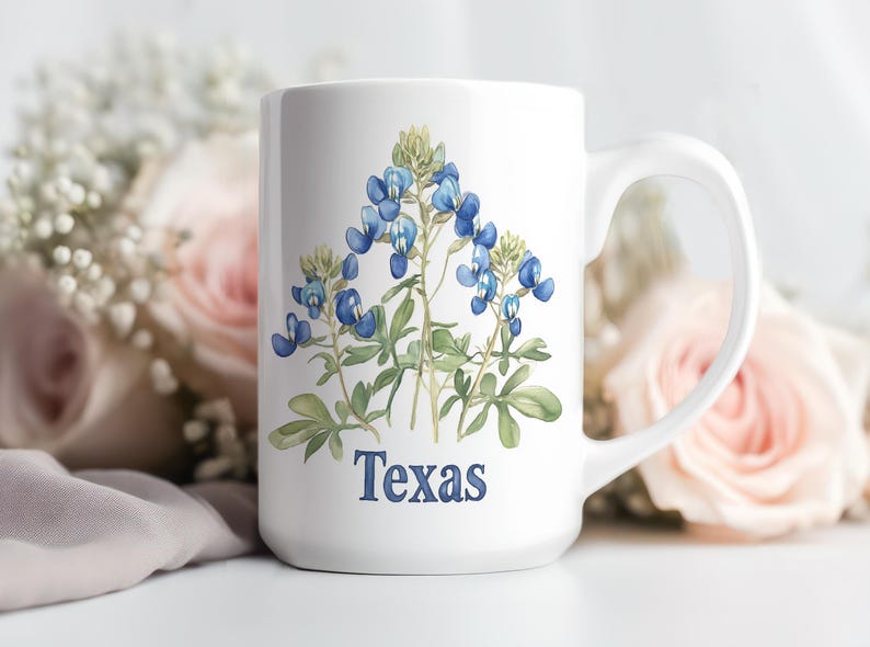 Texas State Flower Bluebonnet Watercolor Design Rustic Dried Pressed ...