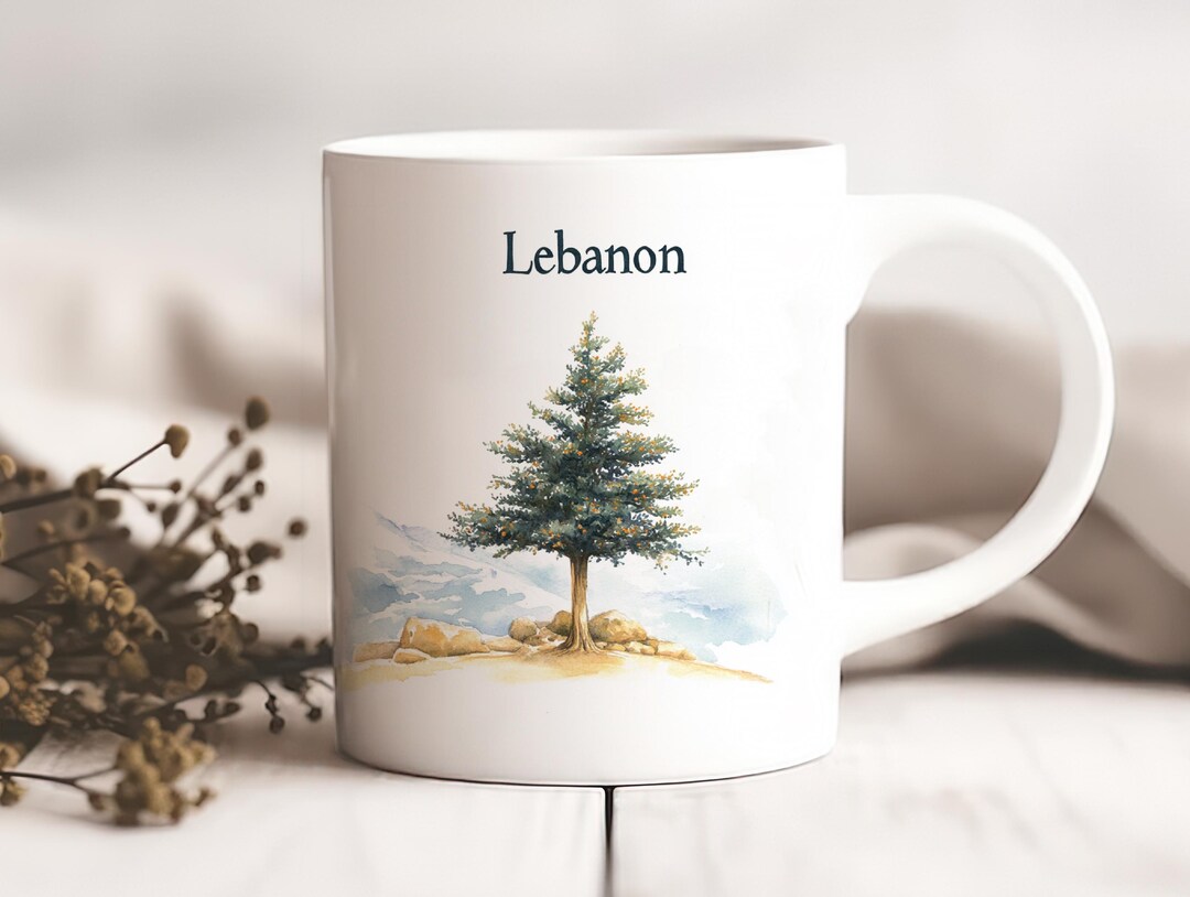 Lebanese Cedar Mug Iconic Cedar Tree With Minimalist Landscape Design ...